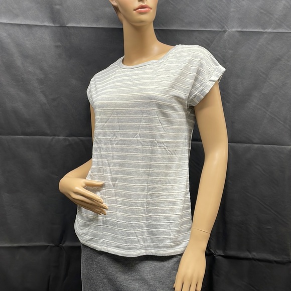 STYLUS | Tops | Stylus Striped Graywhite Bluewhite Short Sleeve Tee ...